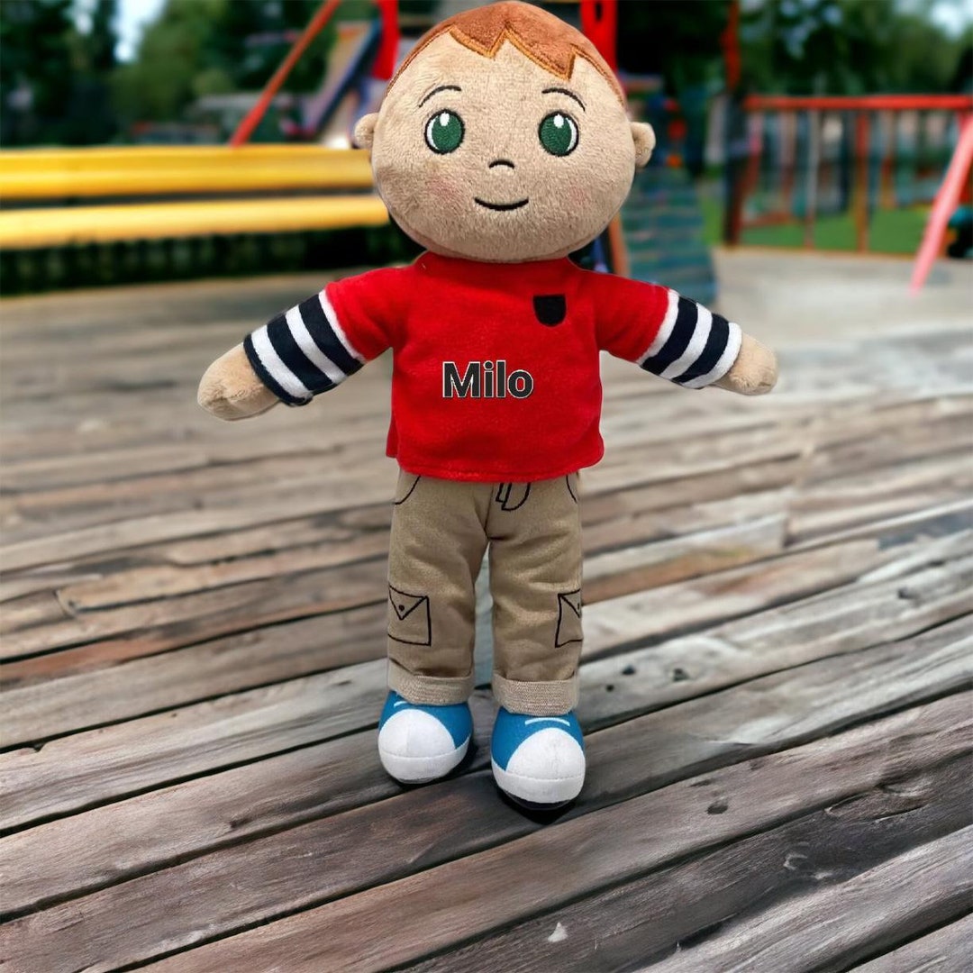 Personalized Tan 14in Baby Boy Soft Rag Plush Doll Toy With Khaki Jeans ...