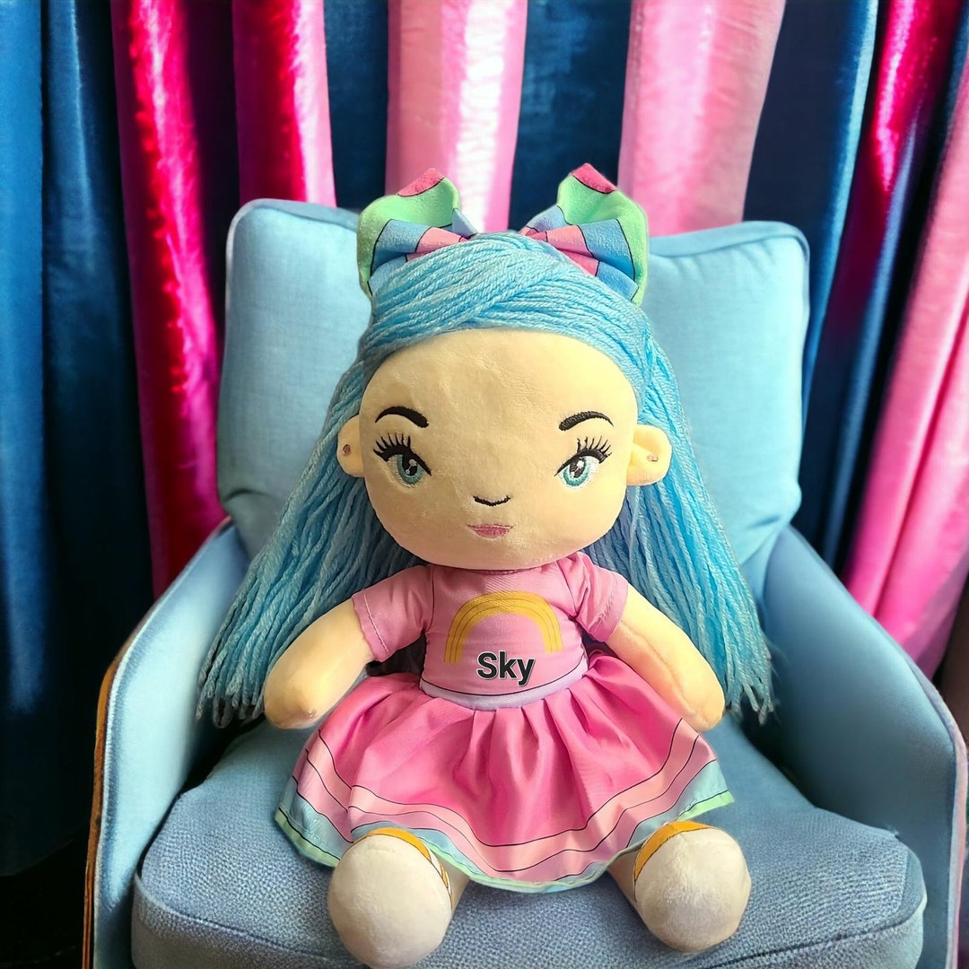 Personalized 14in Fairy Rainbow Girl Doll With Blue Soft Yarn Hair ...