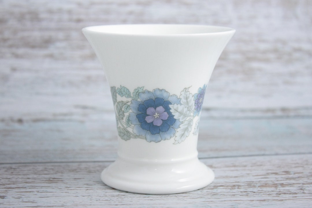 Small Wedgwood Clementine Vase Posy Flower Blue White Bone China - Etsy