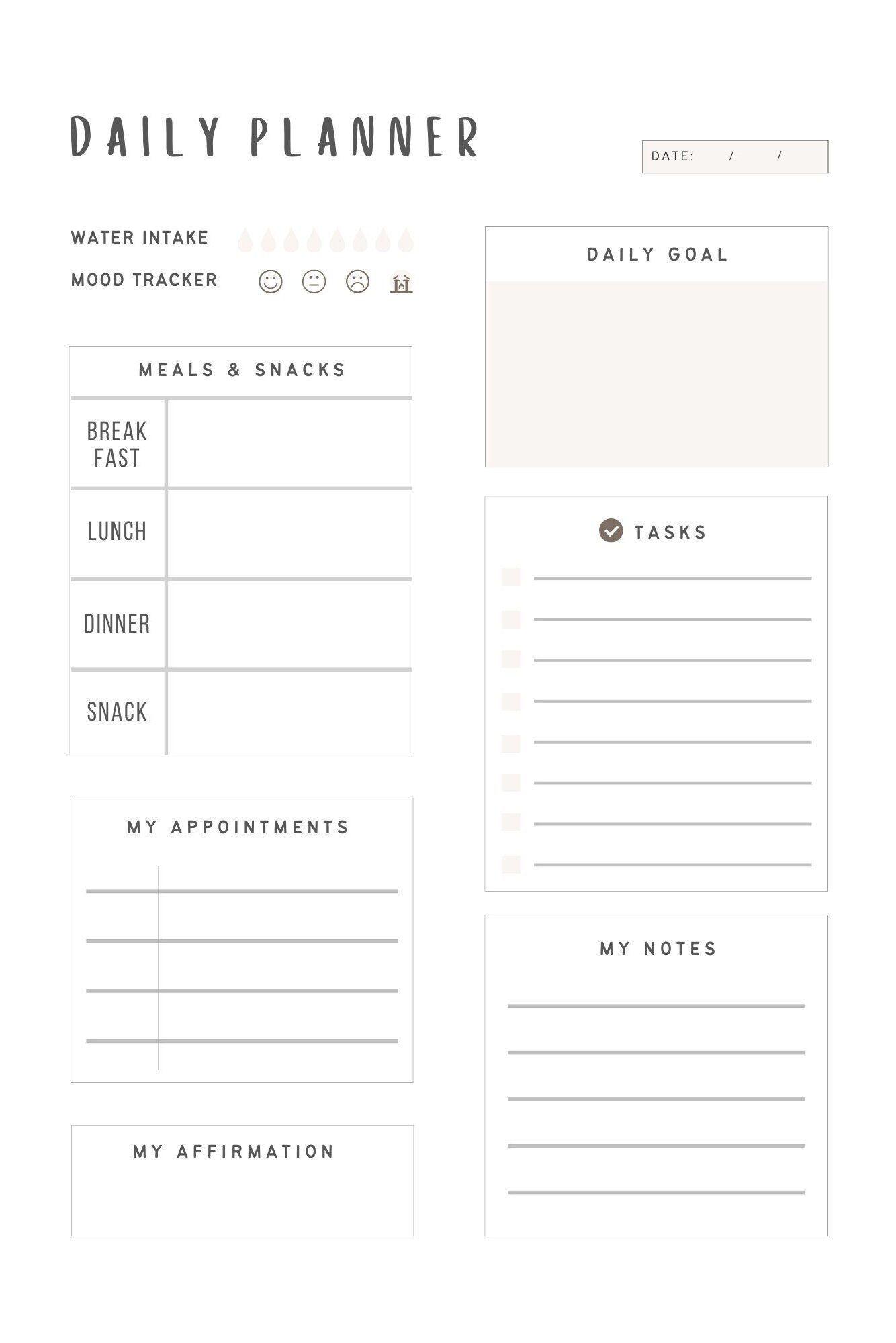 Daily Planner Template Etsy Daily Planner Template Etsy