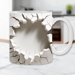 3D Cracked Wall Mug Wrap 11 Oz 15 Mug Sublimation Design Digital ...