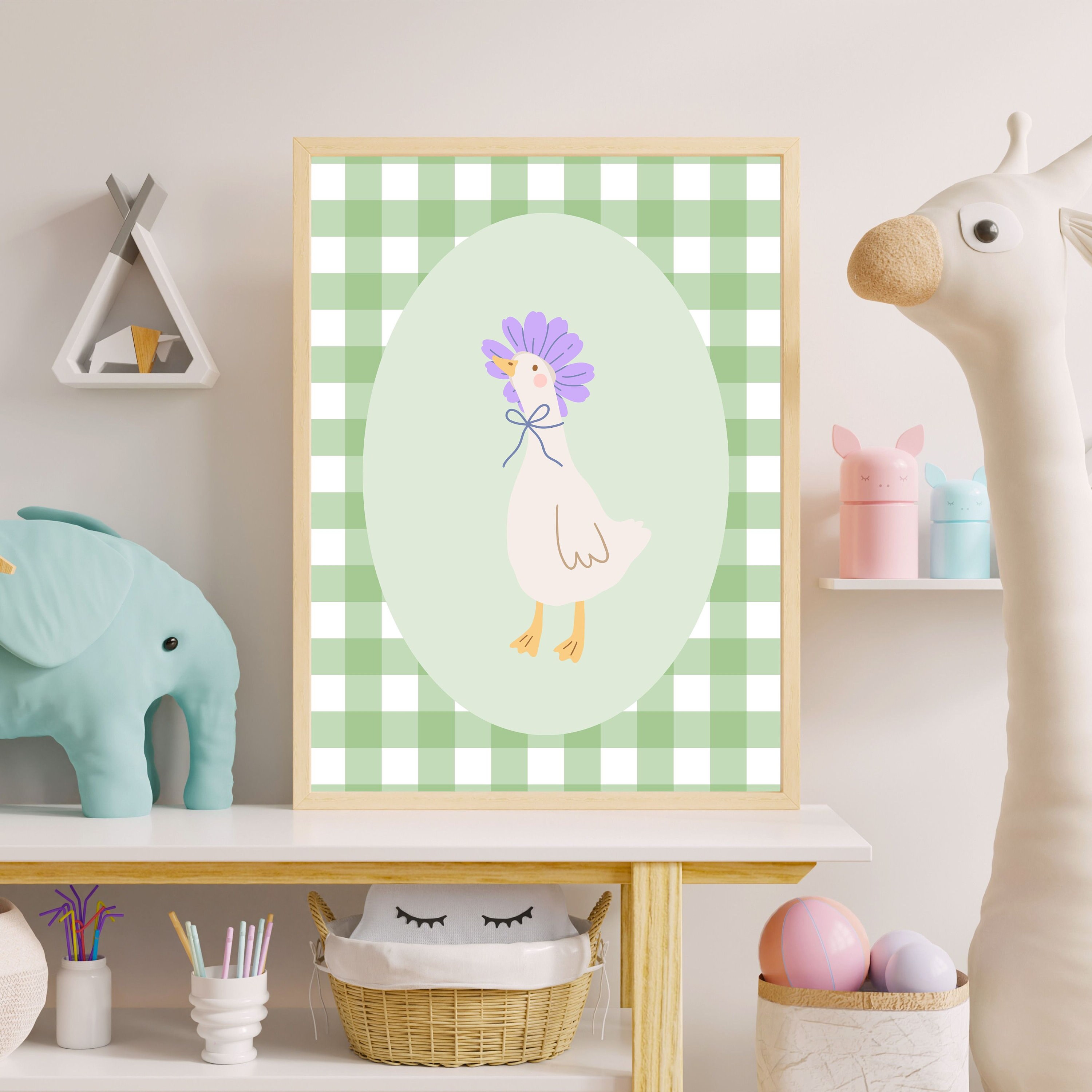 Silly Goose Wall Art, Cute Goose Poster, Nursery Decor, Farm Animal ...