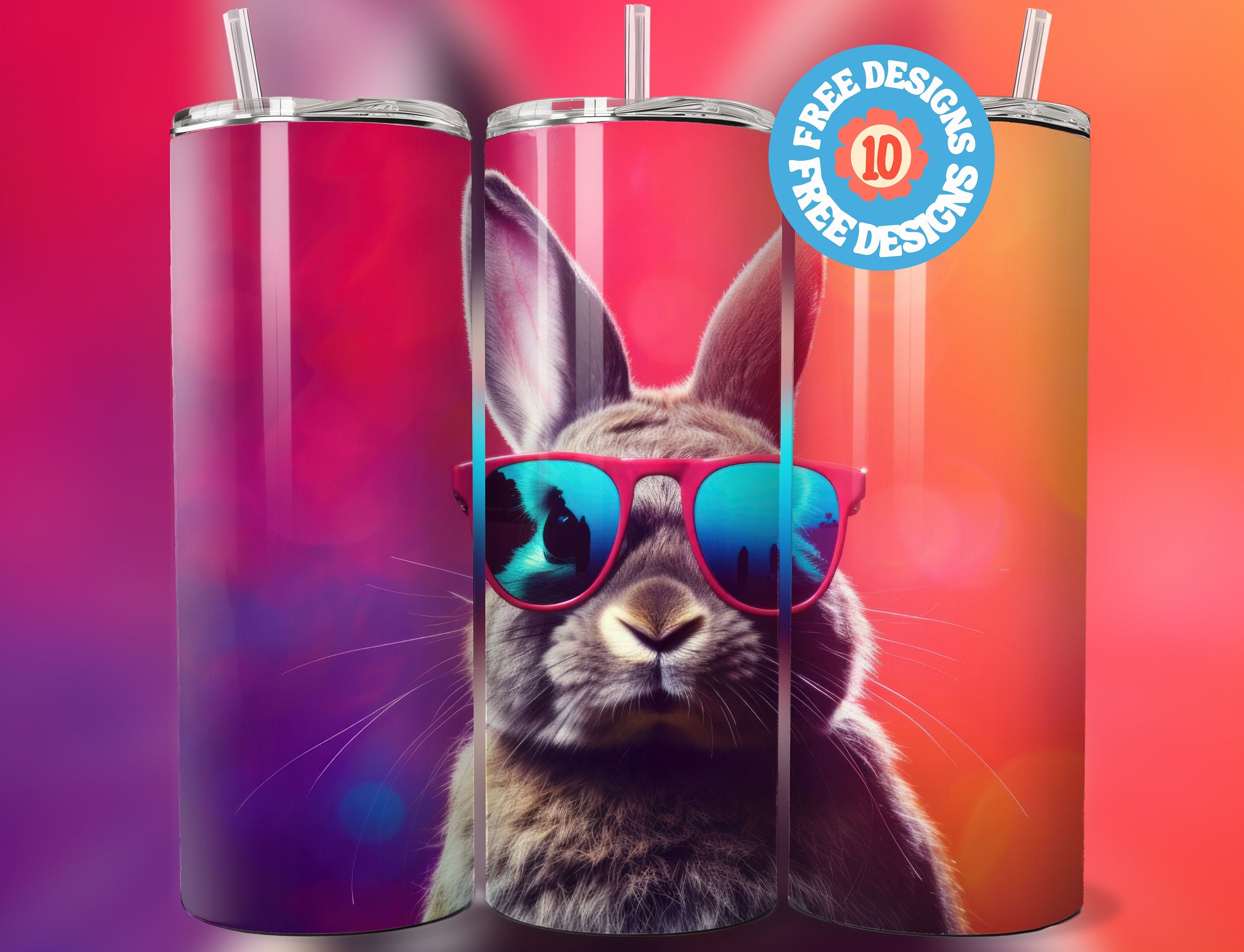 Rabbit 20 Oz Skinny Tumbler Sublimation Design Digital Download PNG ...