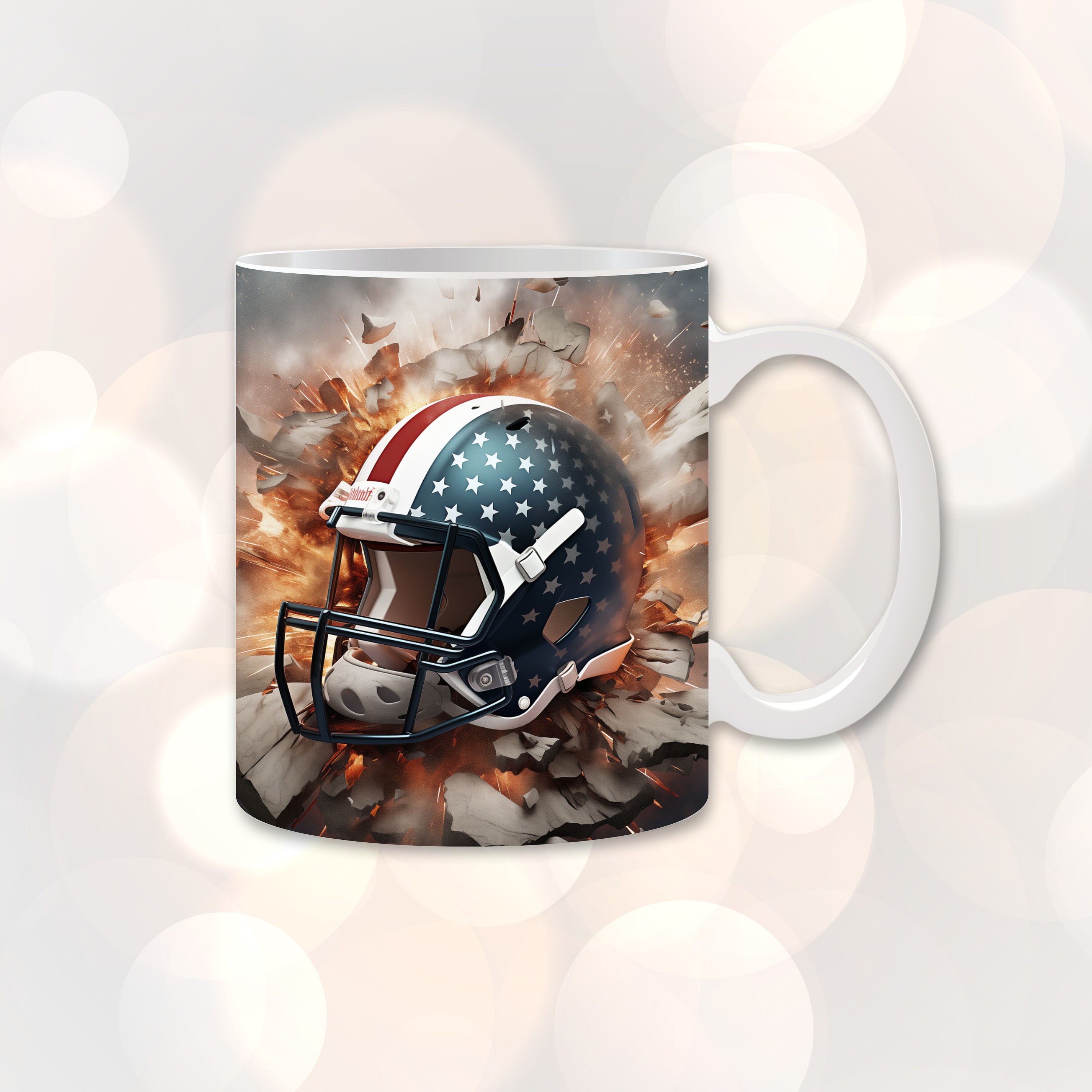3D Football Crack in Wall 11 Oz 15 Mug Sublimation Design Digital ...