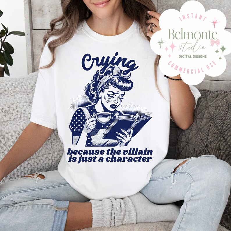 Crying Book Coffee Lover, SVG FILE PNG, Trendy Vintage Retro Funny ...