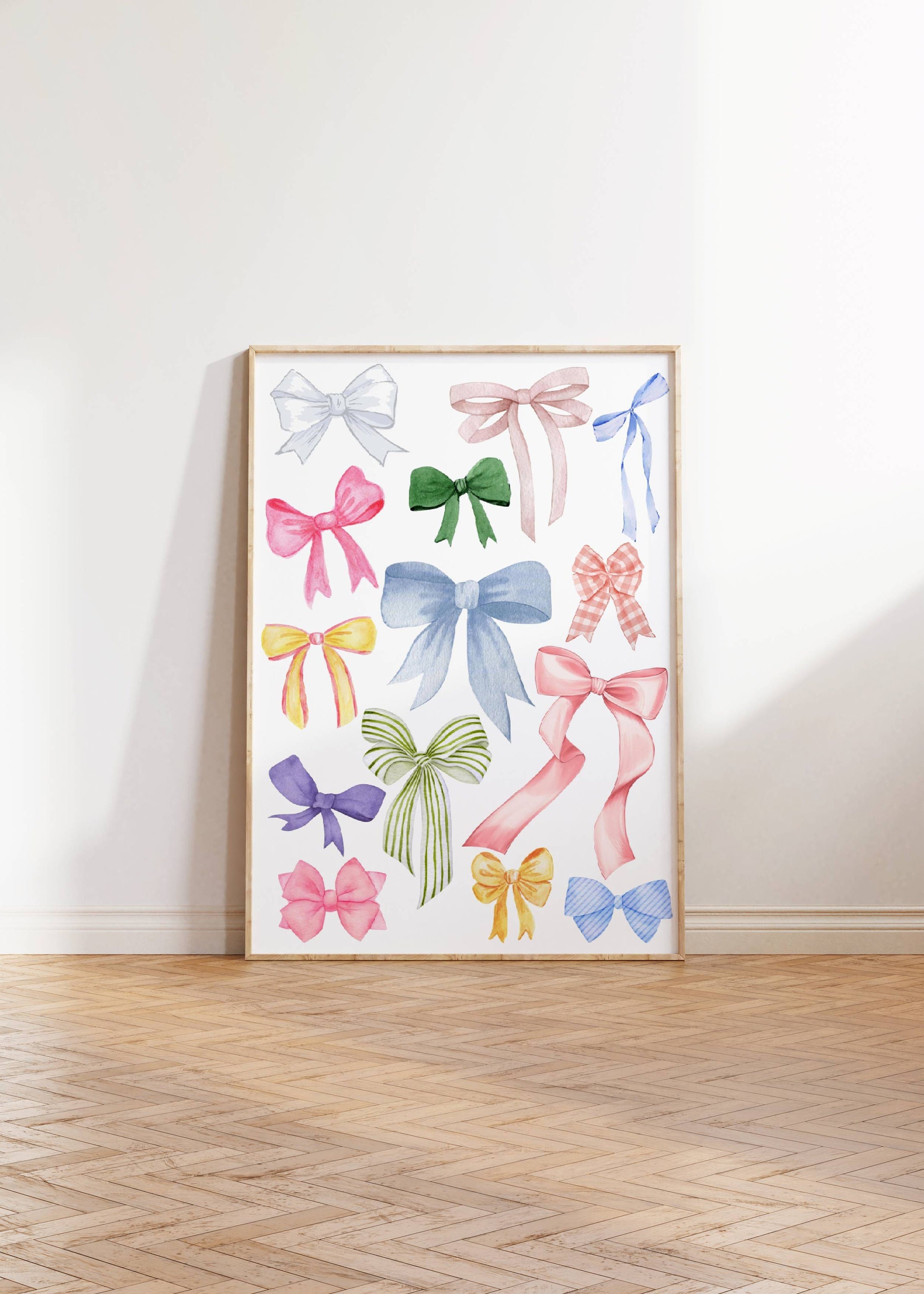 Coquette Trendy Watercolor Bows Wall Art Bows Print Easter Poster Wall ...