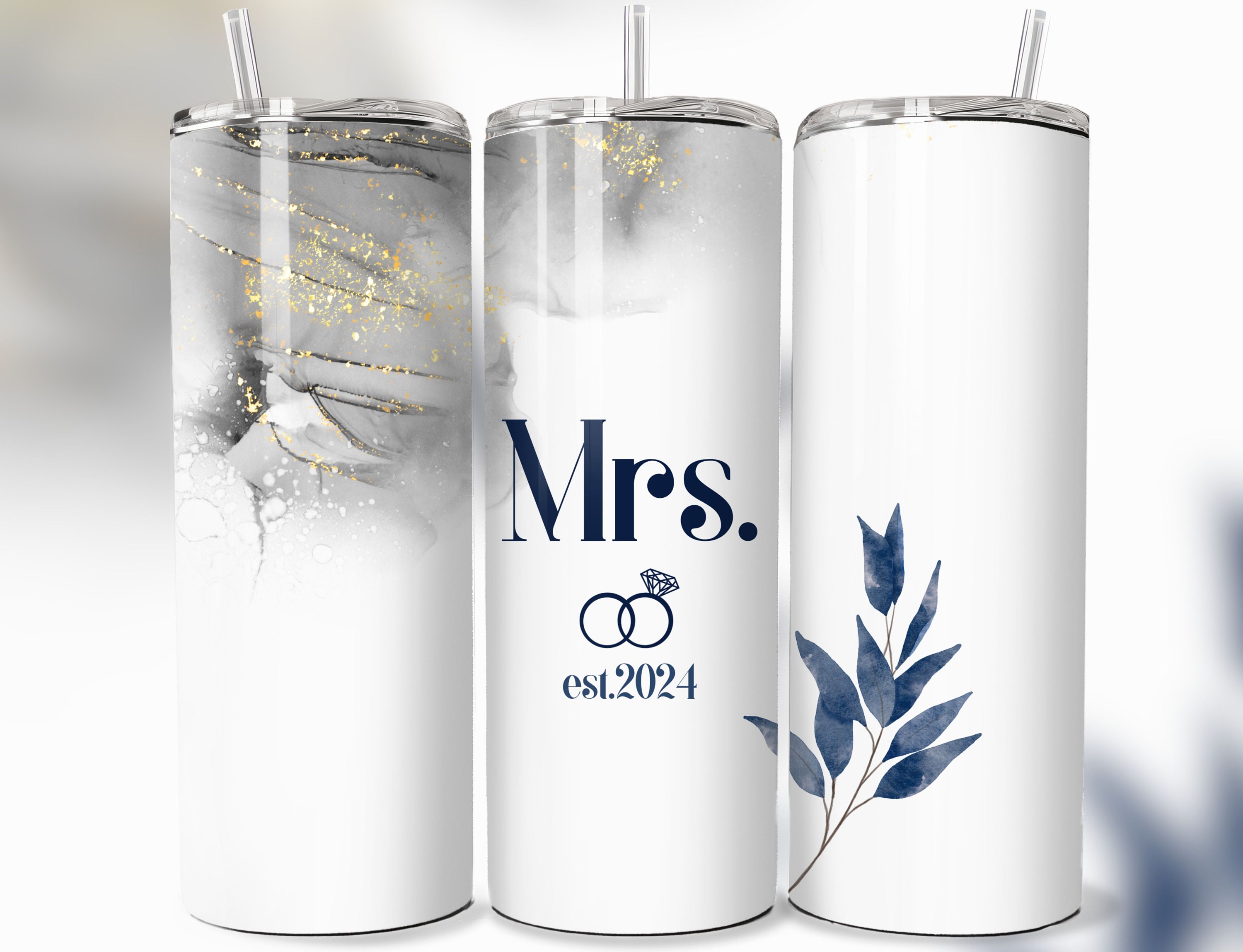 Mrs and Mr Wedding 20 Oz Skinny Tumbler Sublimation Design Digital ...