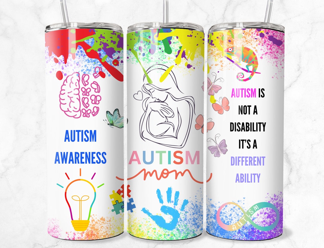 Autism 20 Oz Skinny Tumbler Sublimation Design Digital Download PNG ...