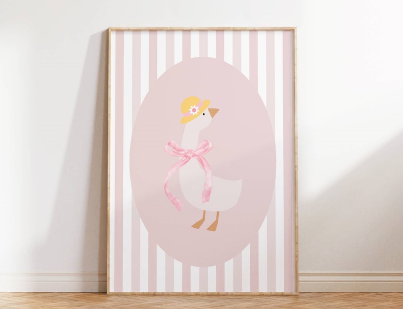 Silly Goose Wall Art, Cute Goose Poster, Pink Nursery Decor, Farm ...
