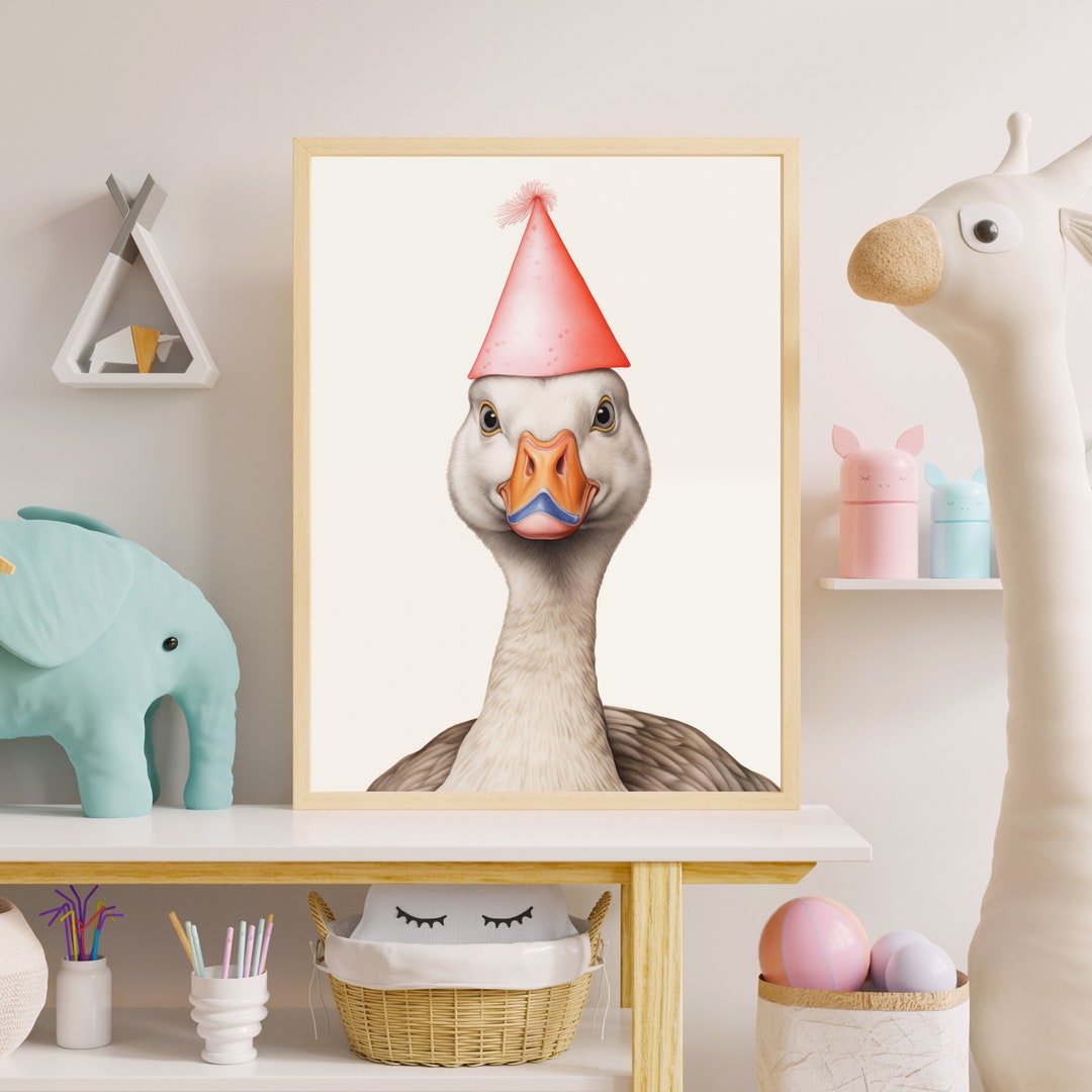 Silly Goose Wall Art, Cute Goose Poster, Pink Nursery Decor, Farm ...