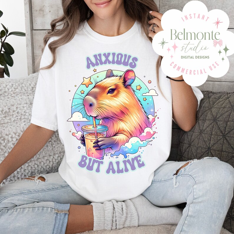 Anxious Alive Capybara PNG, Cute Capybara Clipart, Snarky Tshirt ...