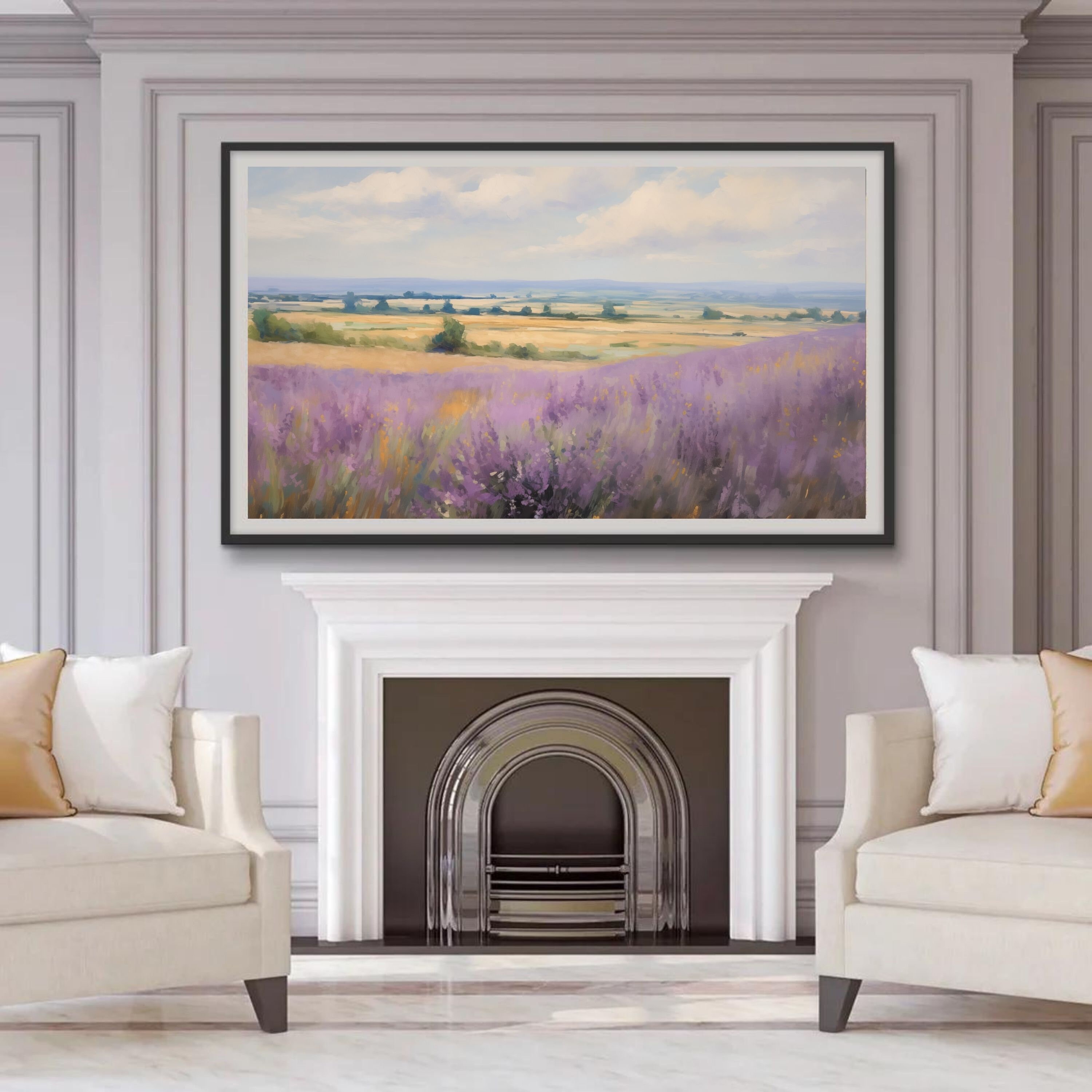 Spring Lavender Field Vintage Frame TV Art Spring Art for TV Wildflower ...