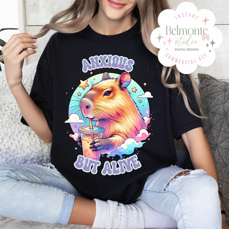 Anxious Alive Capybara PNG, Cute Capybara Clipart, Snarky Tshirt ...