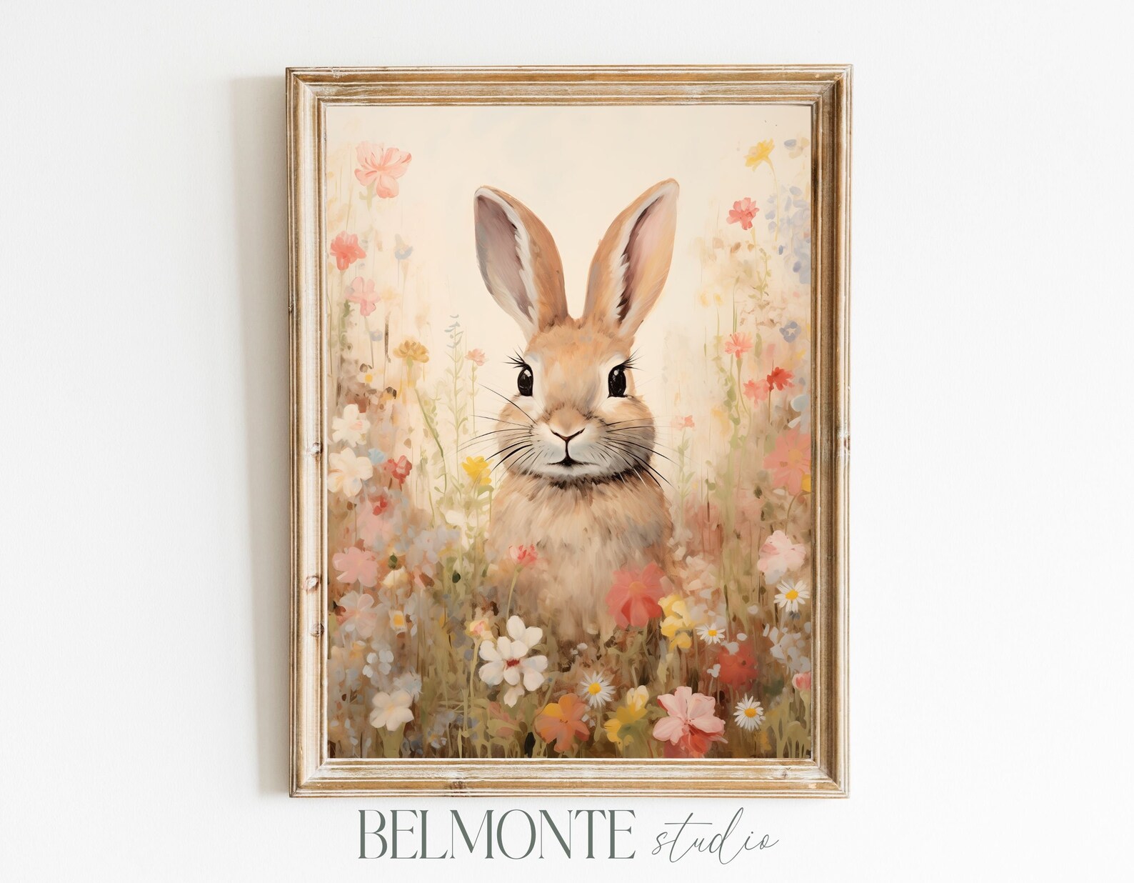 Bunny Art Vintage Decor Spring Wall Art Bunny Print Easter Poster Wall ...