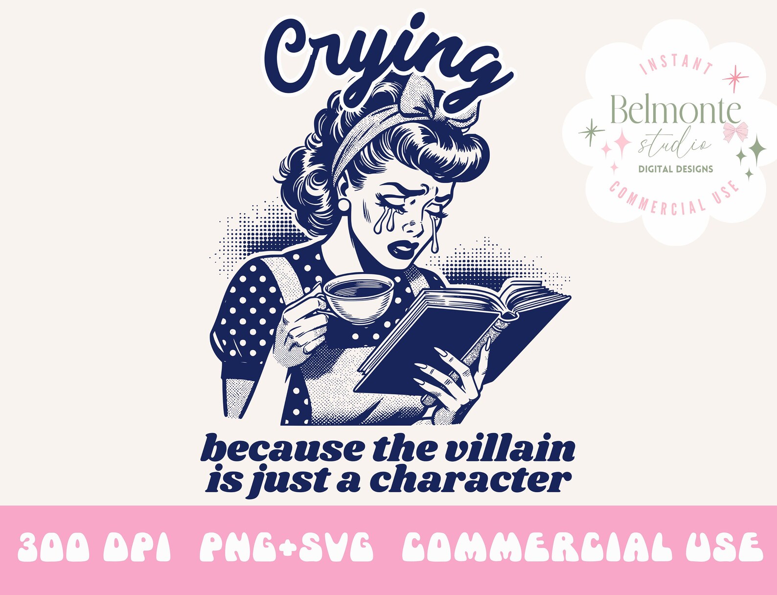 Crying Book Coffee Lover, SVG FILE PNG, Trendy Vintage Retro Funny ...