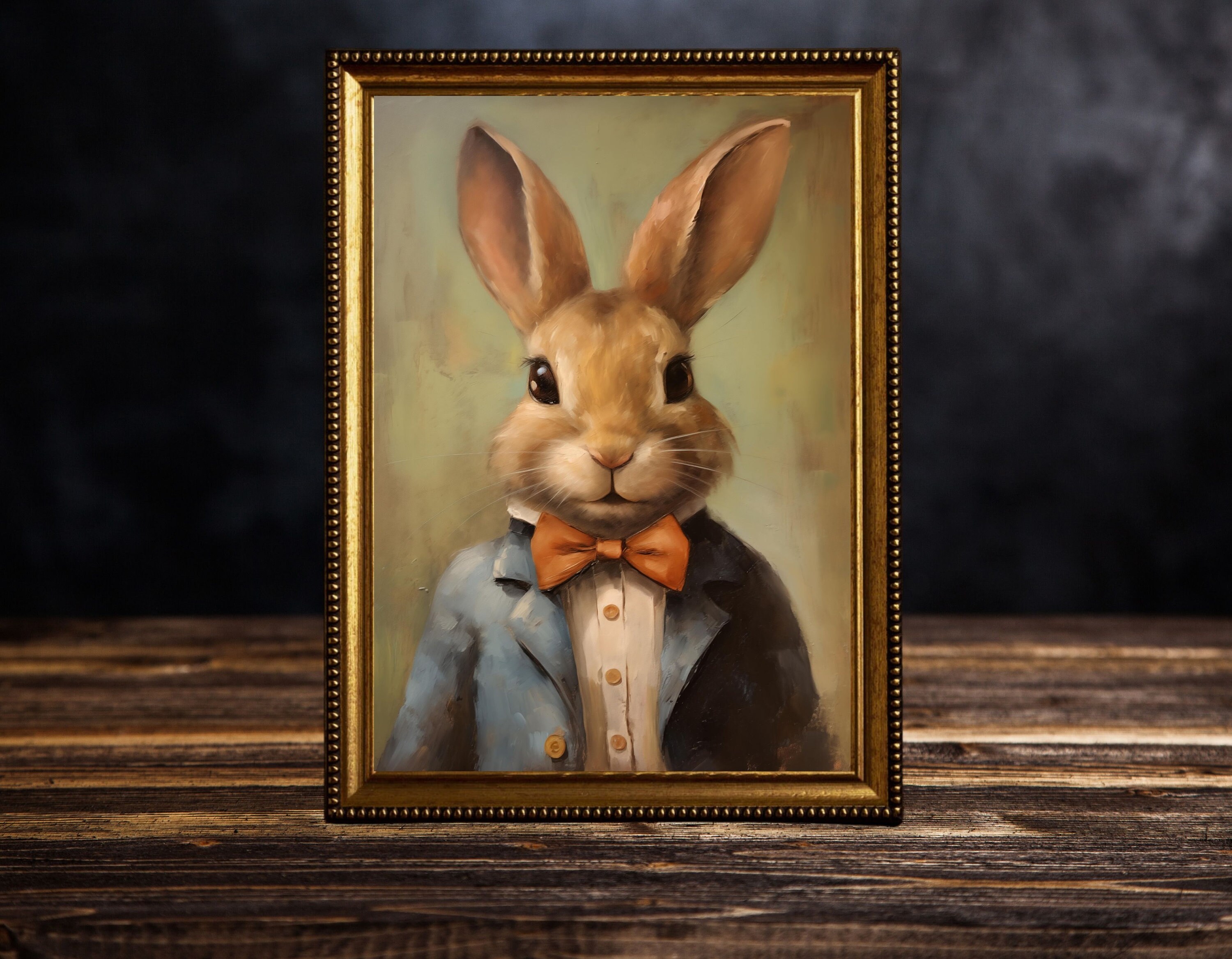 Printable Rabbit Vintage Oil Painting Cottagecore Wall Art Decor ...