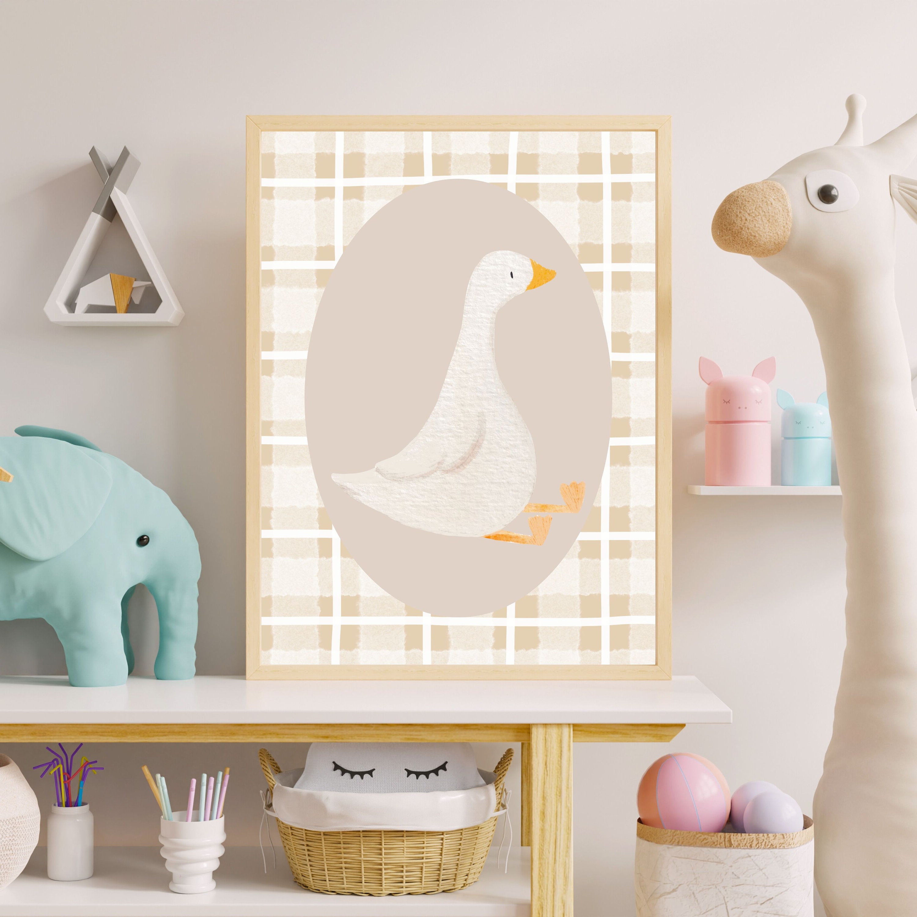 Silly Goose Wall Art, Cute Goose Poster, Nursery Decor, Farm Animal ...