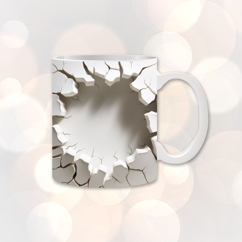 3D Cracked Wall Mug Wrap 11 Oz 15 Mug Sublimation Design Digital ...