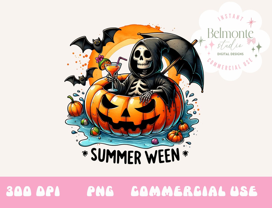 Summerween, PNG File, Trendy Vintage Retro Funny Tshirt Skeleton ...