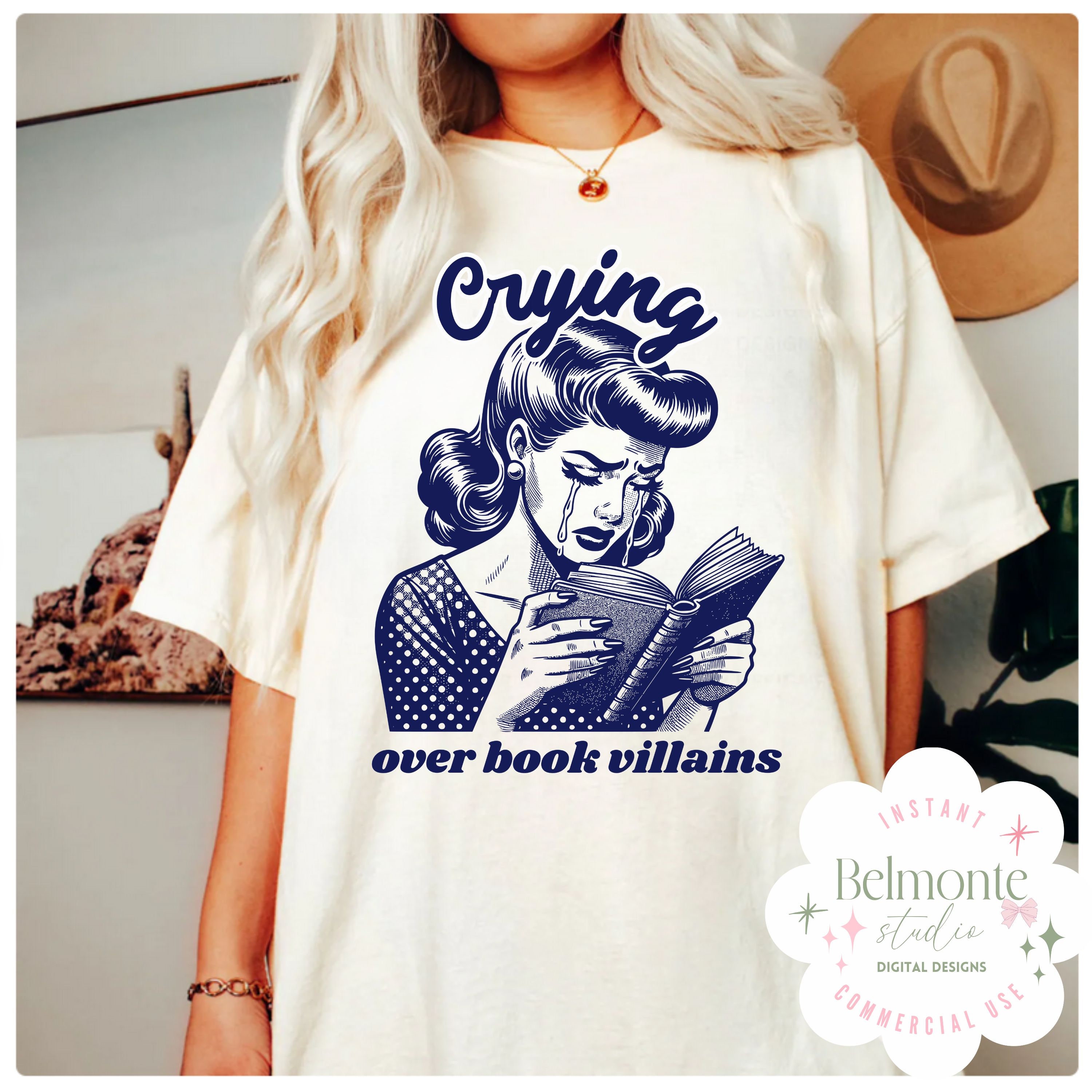 Crying Over Book Villains, SVG FILE PNG, Trendy Vintage Retro Funny ...