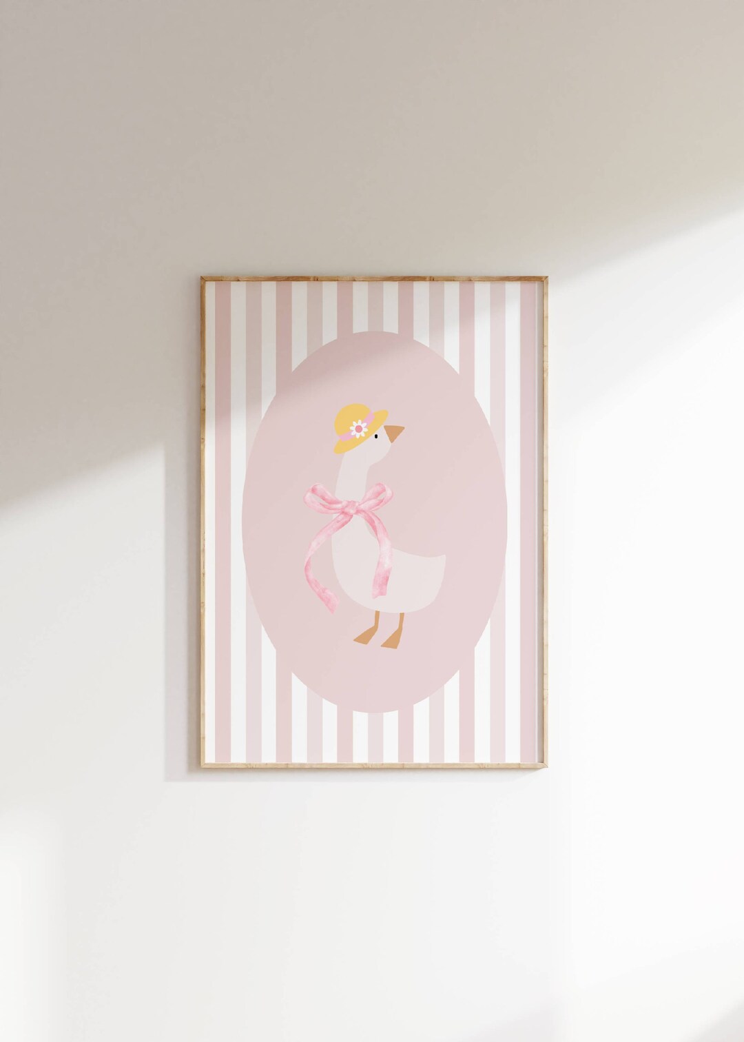 Silly Goose Wall Art, Cute Goose Poster, Pink Nursery Decor, Farm ...