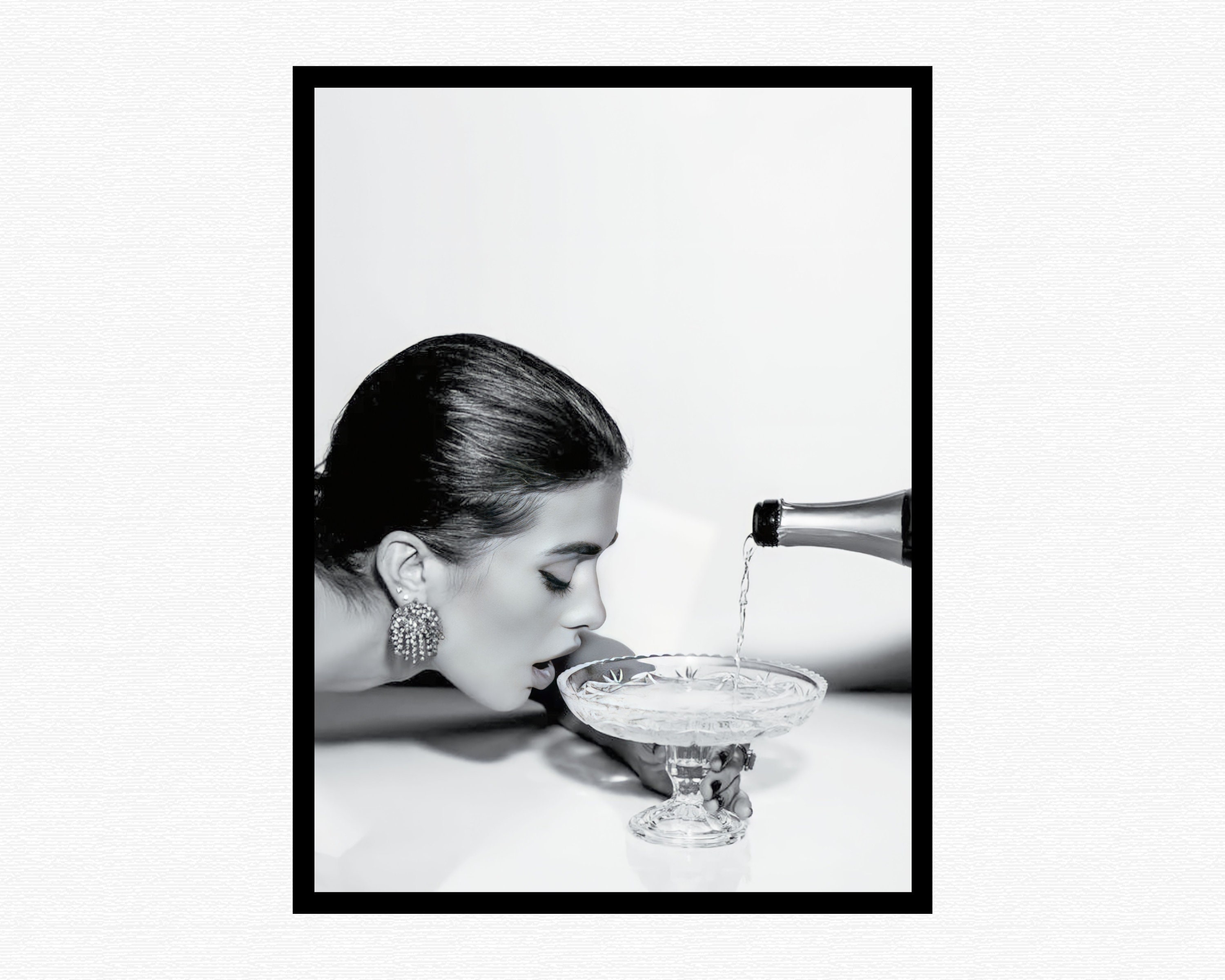 Woman Drinking Champagne | Iconic Print | Wall Art | Bar Print ...