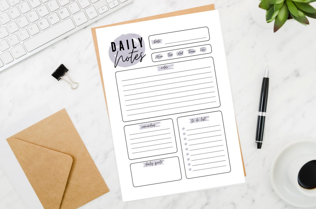 Printable Daily Planner, to Do List, Reminders, Daily Quotes, Personal ...