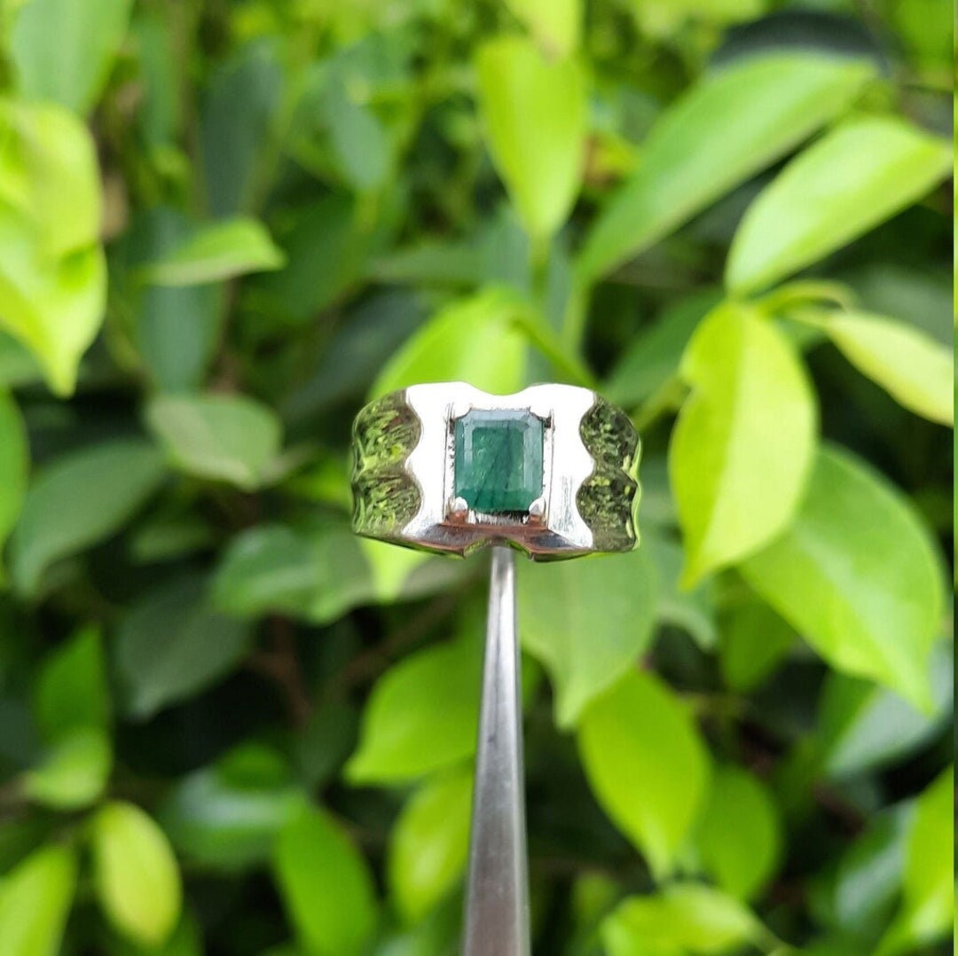 Authentic Men's Emerald Ring Natural Zamurd Stone, Rich Green ...
