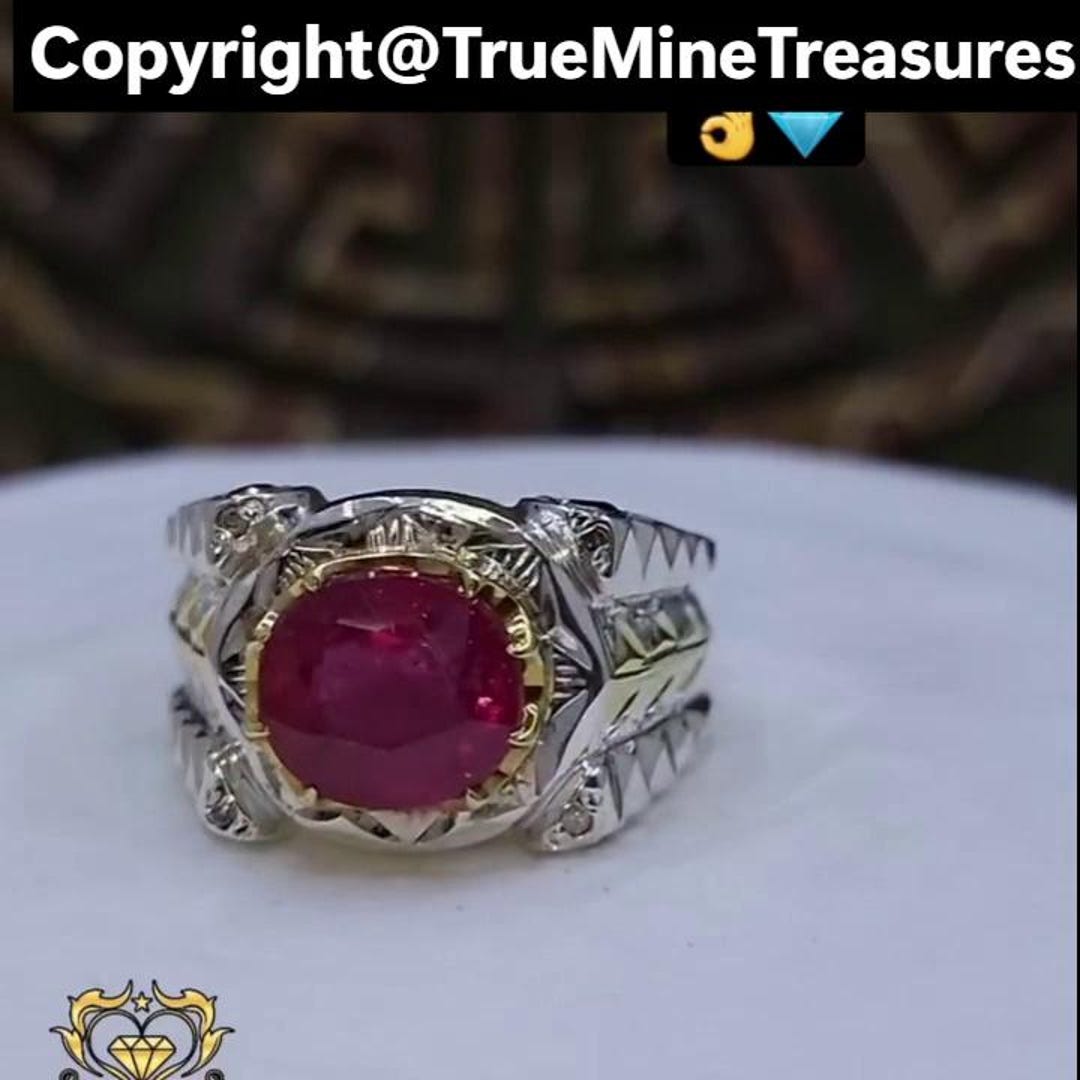 African Red Ruby Ring: Handmade 925 Sterling Silver Gemstone - July ...