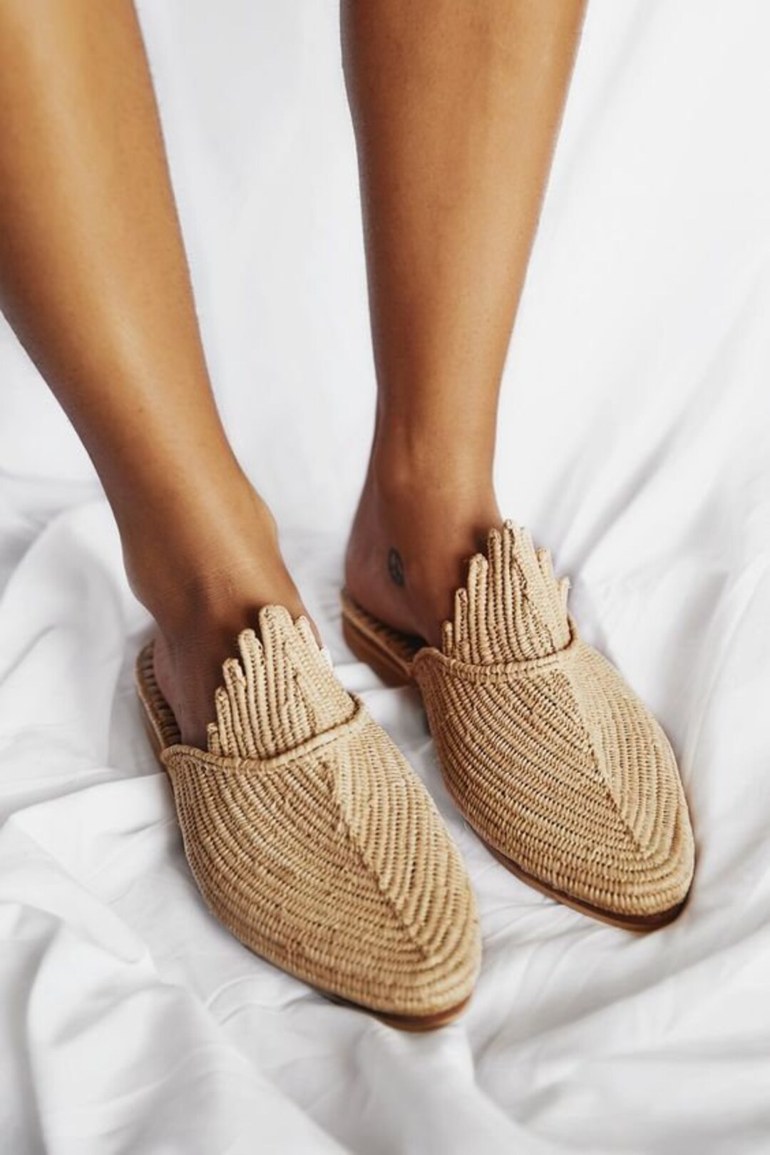 Handmade Moroccan Raffia Sandals, Raffia Ballerinas, Lace up Sandals ...