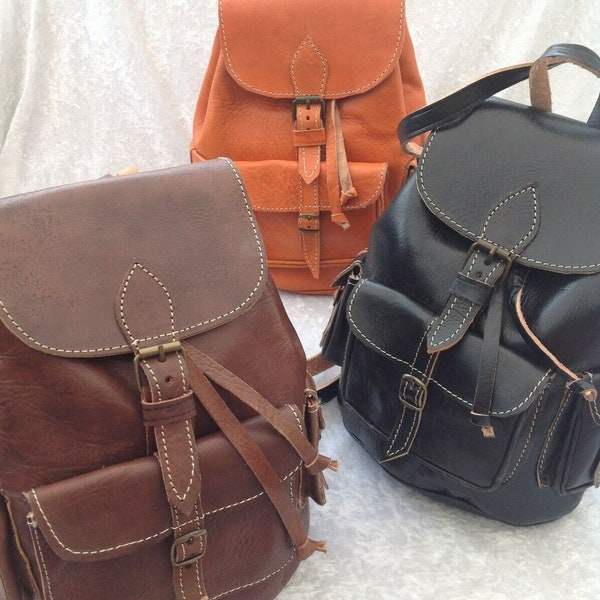 Boho Leather Backpack - Etsy