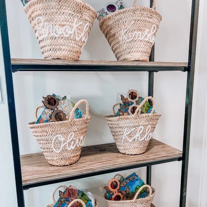 Flower Girls Baskets Customized Straw Bagsmini Straw Basket - Etsy