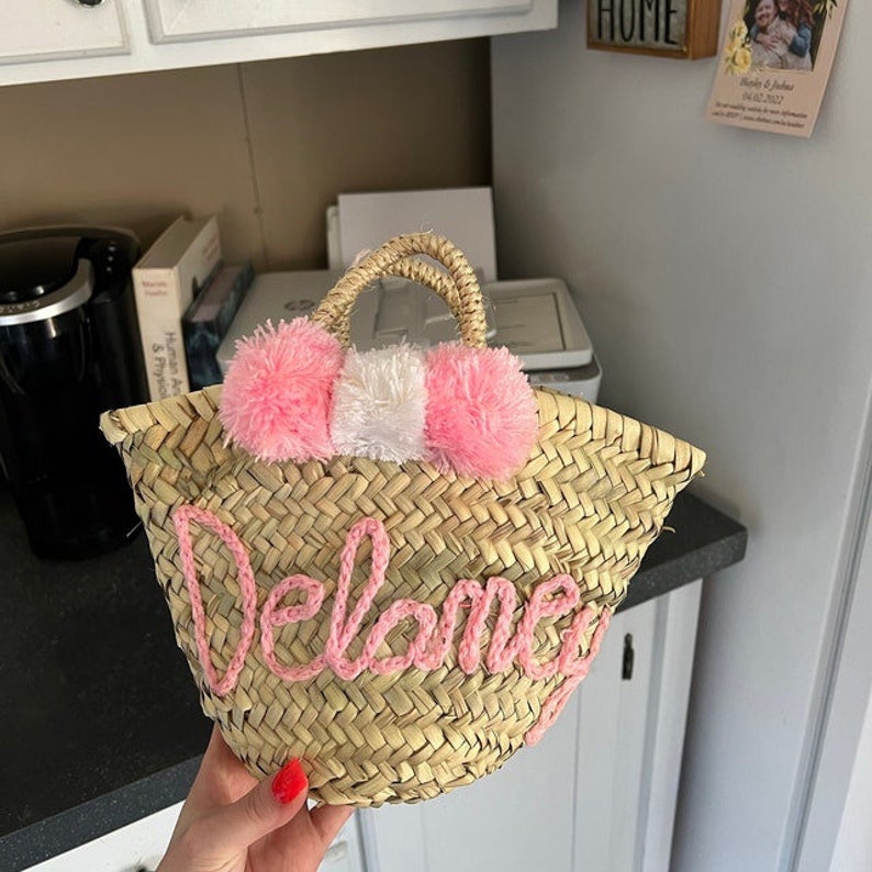 Flower Girls Baskets Customized Straw Bagsmini Straw Basket - Etsy