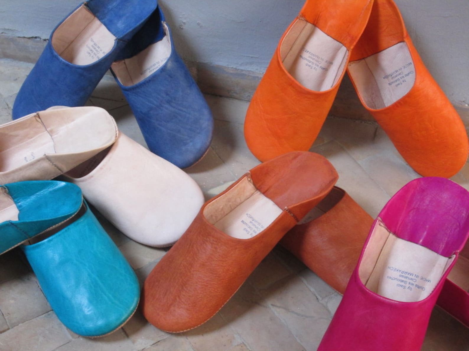 Moroccan Leather Babouche Slippers, Handmade Slippers, Sheepskin ...