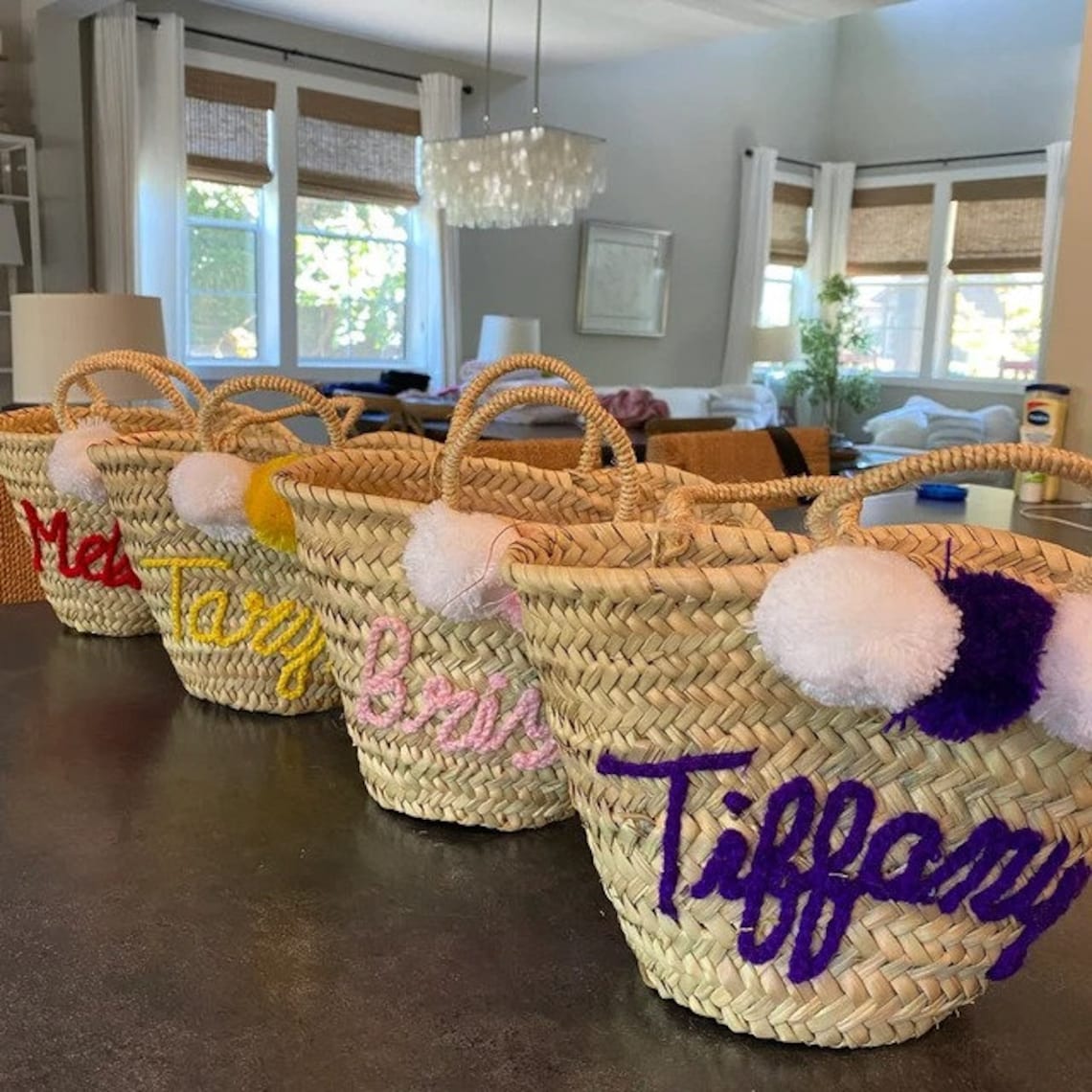Flower Girls Baskets Customized Straw Bagsmini Straw Basket - Etsy