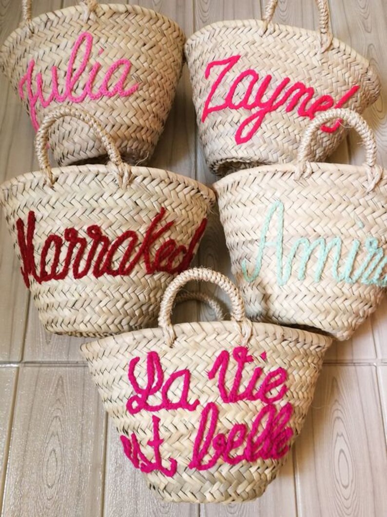 Flower Girls Baskets Customized Straw Bagsmini Straw Basket - Etsy