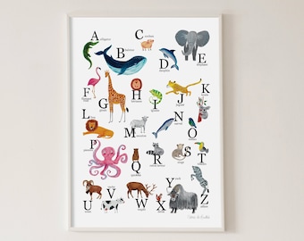 Affiche abécédaire des animaux pour enfant - Etsy France