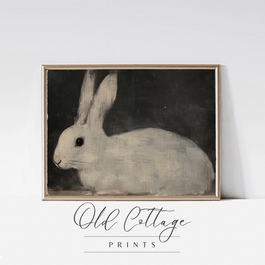 Realistic White Rabbit Print Digital Download Animal Wall Art ...