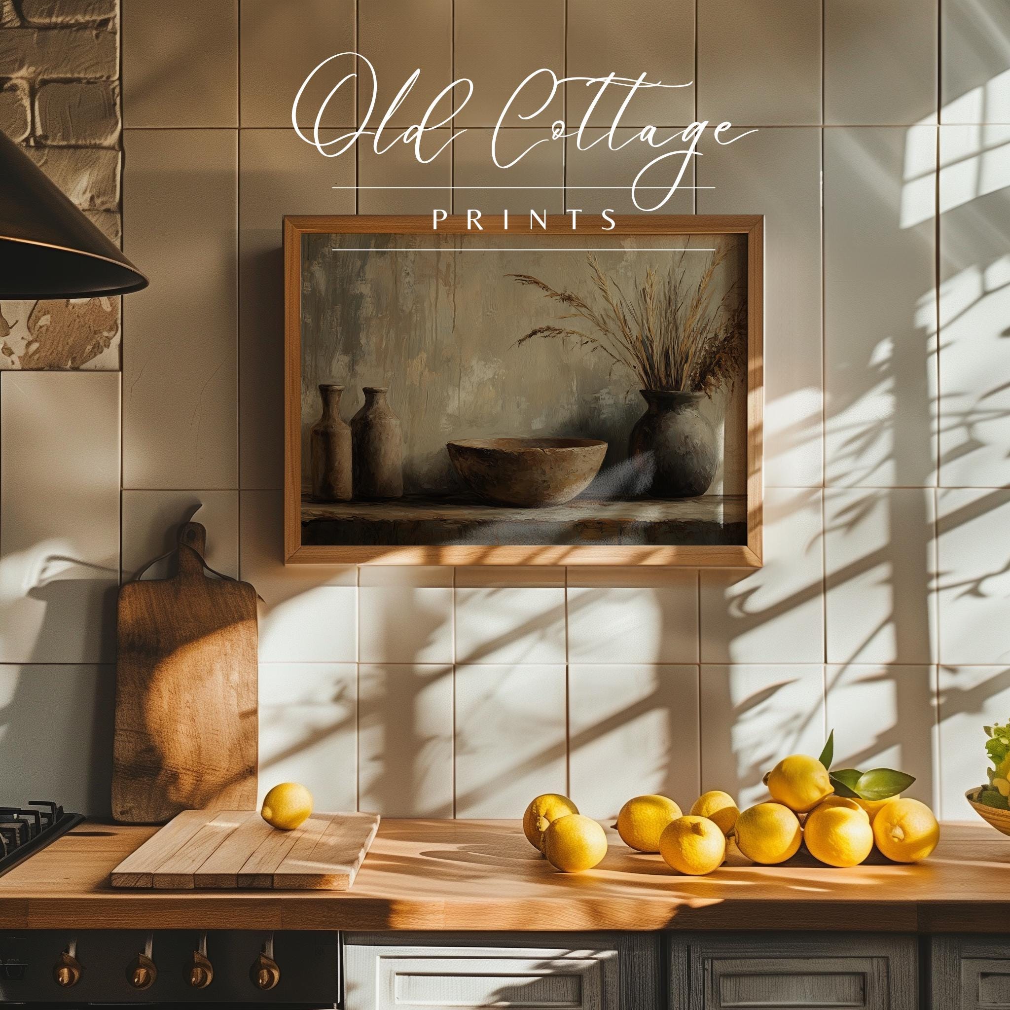 Rustic Still Life Painting Digital Artwork Bottles Bowl and Vase With ...