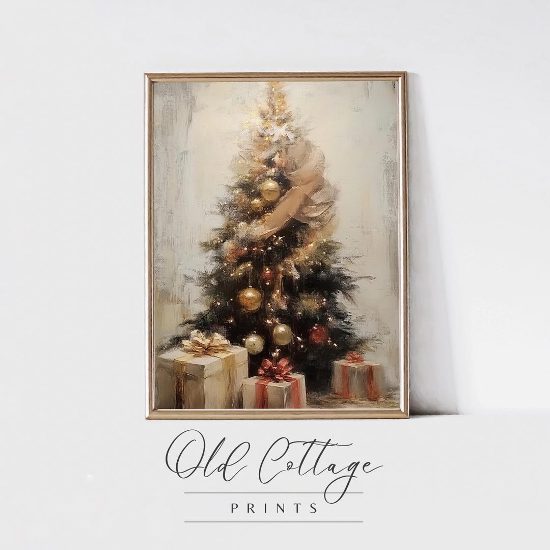 Vintage Christmas Tree Digital Download Festive Decorated Tree With ...