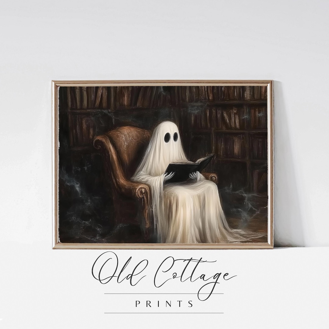 Haunting Literati | Ghost Reading Art | Eerie Library Scene | Spooky ...