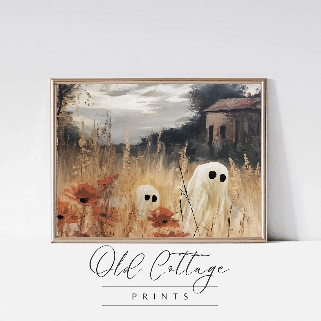 Haunting Field | Vintage Ghost Scene | Eerie Landscape Art | Fall Ghost ...