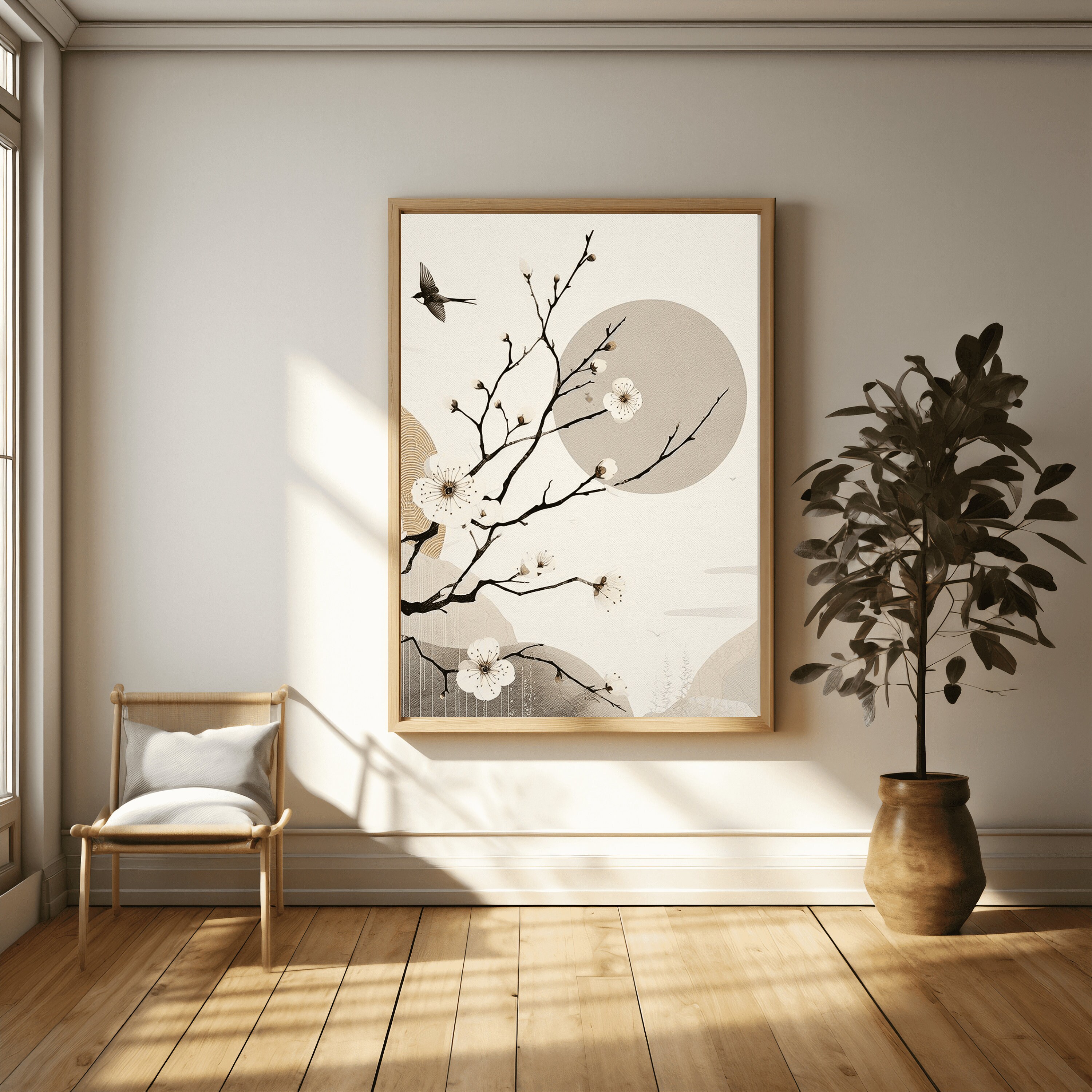 Japandi Beige Wall Art, Japandi Decor, Abstract Wall Art, Downloadable ...