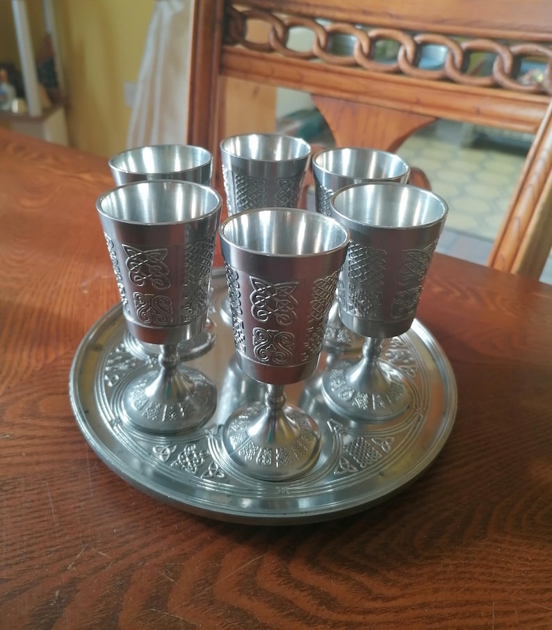 Vintage Celtic Sherry Glass Set Mullingar Pewter - Etsy