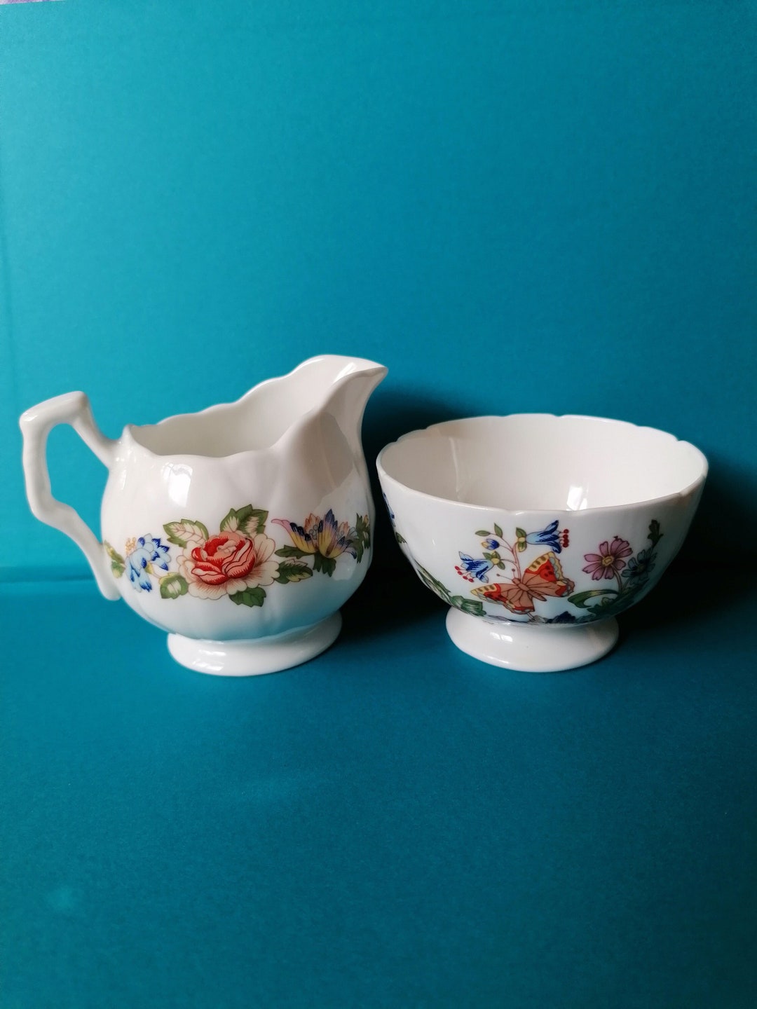 Vintage Aynsley English Cottage Garden Creamer and Sugar Bowl Set - Etsy