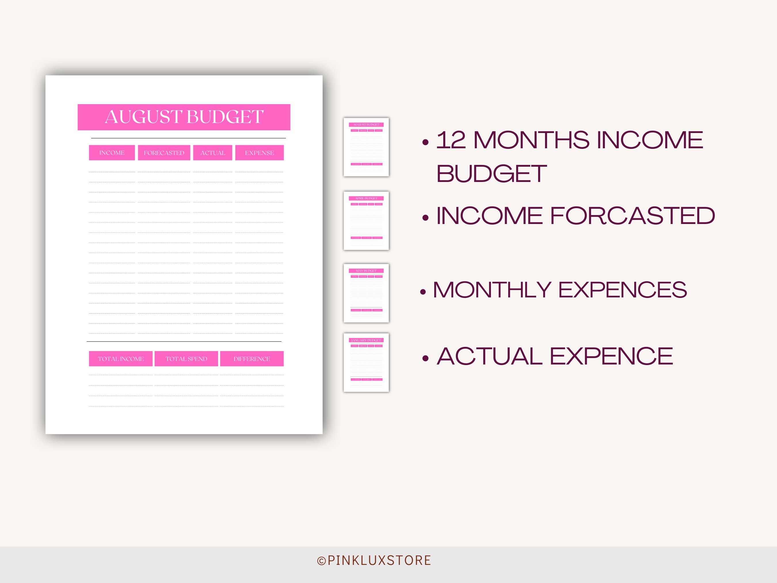 Downloadable Income Budget Planner, Income Tracker for Business and ...