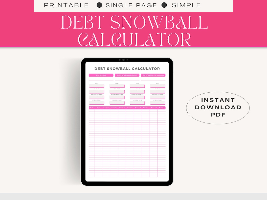 Printable Debt Snowball Tracker, Instant Debt Tracker for Debt Free, Debt Tracker for Student ...