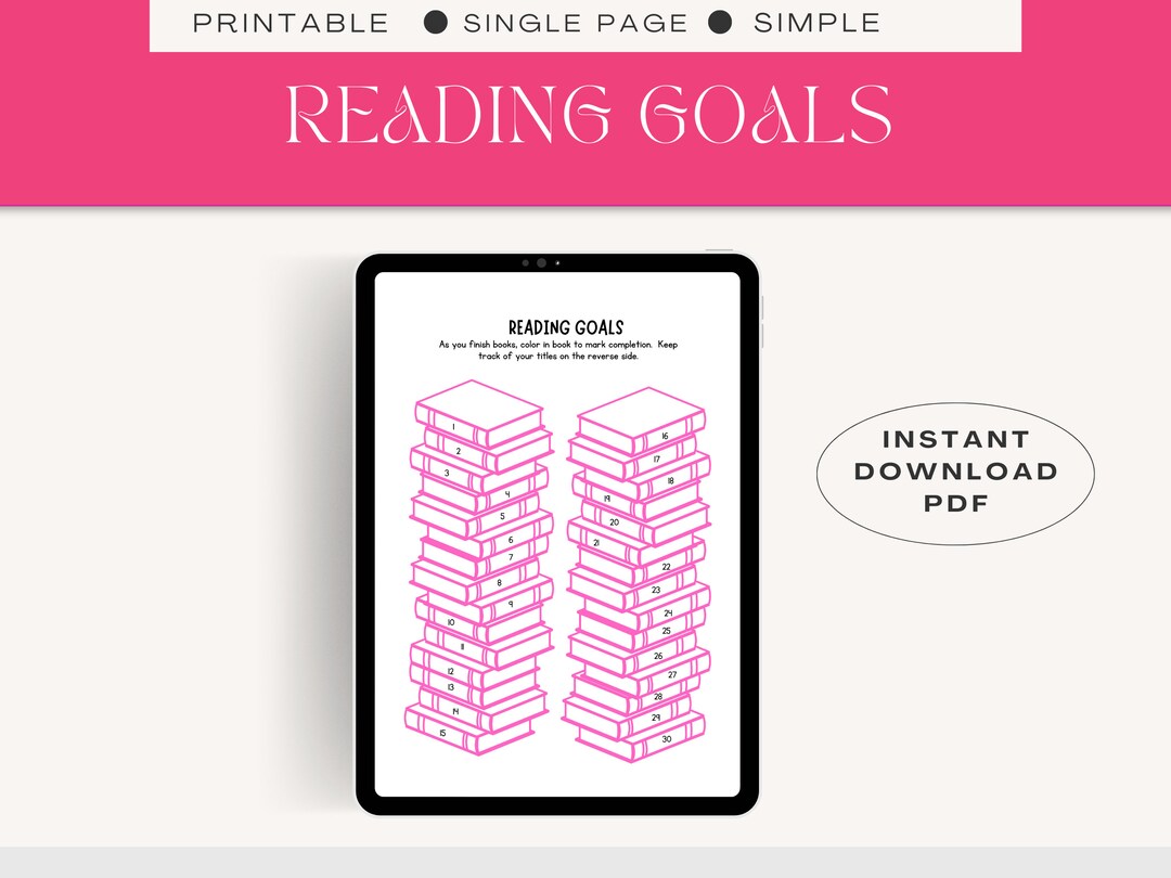 Reading Goals for Students, Instant Downloads Reading Tracker, Reading ...