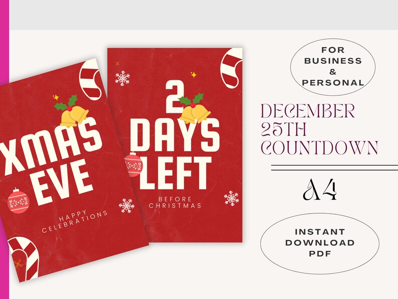 Printable Christmas Countdown, December 25th (digital Download) - Etsy