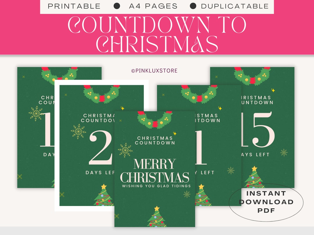 Printable Christmas Countdown Calendar (digital Download) - Etsy
